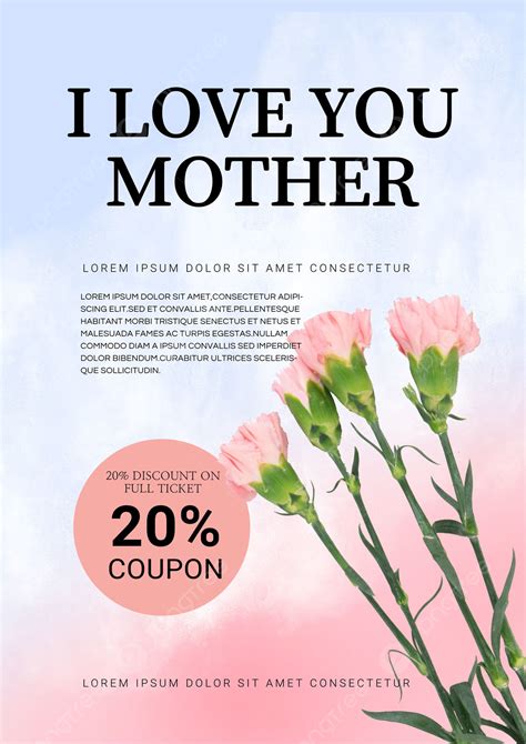 Carnation Mothers Day Promotion Poster Gradient Pink Template Download
