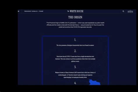 New White House Website Pushes Covid 19 Lab Leak Theory