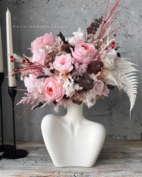 ИНТЕРЬЕРНЫЕ БУКЕТЫ СУХОЦВЕТЫ On Instagram Винтажная нежная композиция в стильной вазе🩷🤍