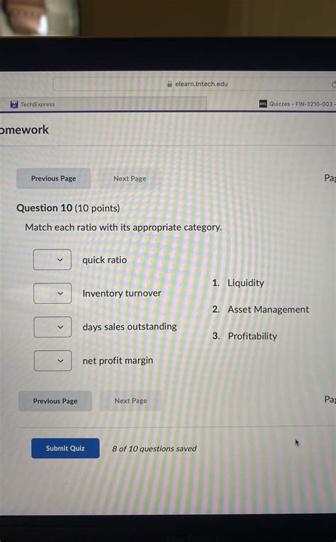 Solved Question 10 10 ﻿pointsmatch Each Ratio With Its