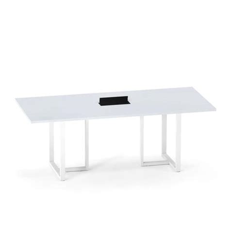Mesa De Reuniao Retangular Power Box Tubular P Pandin Cinza E Branco M Mesas Para