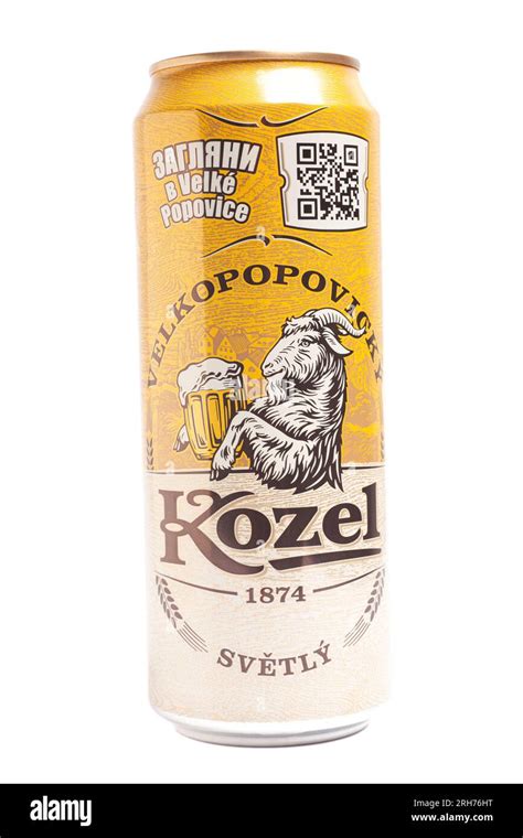 Moscow, Russia, August 05, 2023: Velkopopovicky Kozel beer in can Stock ...