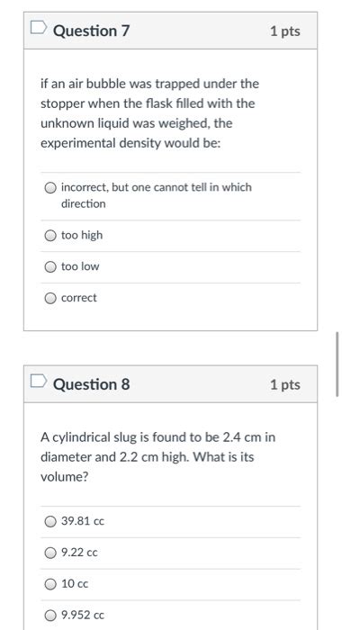 Solved Question Pts If An Air Bubble Was Trapped Under Chegg Com