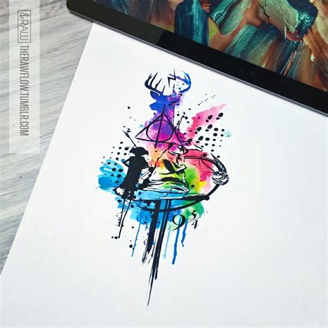 Watercolor Tatto Harry Potter Harry Potter Tattoo Sleeve Arte Do