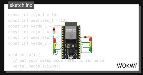 Cruce De Semáforos Wokwi Esp32 Stm32 Arduino Simulator