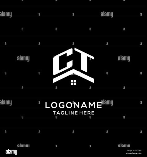 Initial CT Logo With Abstract Home Roof Simple And Clean Real Estate