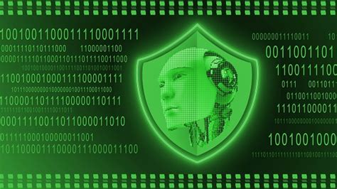 Ai 또는 인공 개념 이진 코드 배경에 추상적인 3d 로봇 머리가 있는 보호 방패 3차원 형태에 대한 스톡 사진 및 기타 이미지