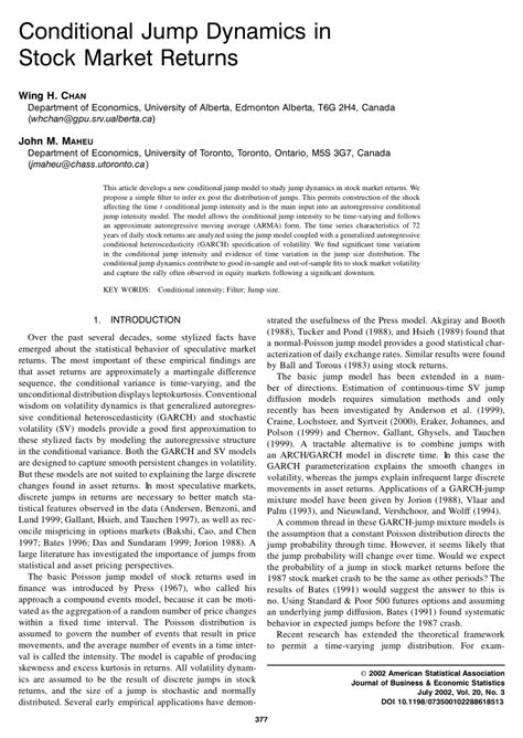 Pdf Conditional Jump Dynamics In Stock Market Returns