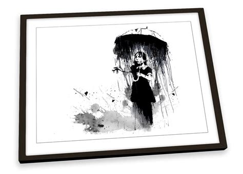 Banksy Nola Girl With Umbrella White Framed Art Print Picture Etsy
