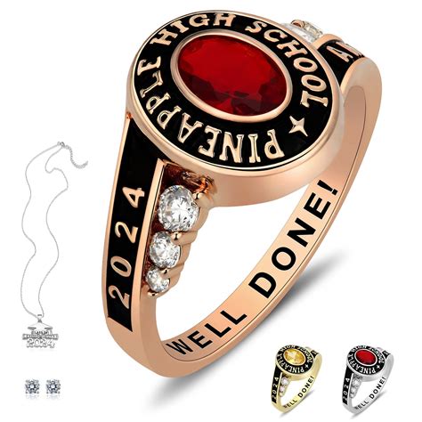 Personalized Customized Sterling Silver Ladies High School Class Rings College Class Ring Cubic