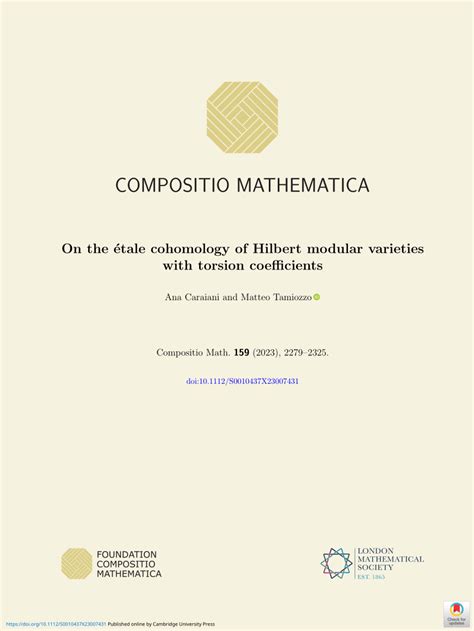 Pdf On The étale Cohomology Of Hilbert Modular Varieties With Torsion