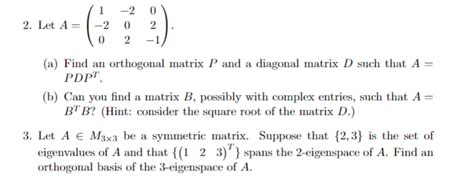 Solved Let A A Find An Orthogonal Chegg