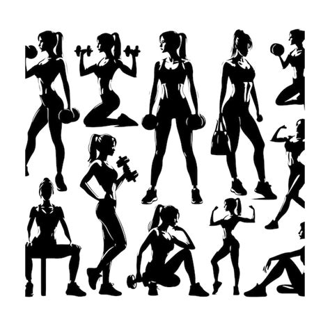 Colección De Siluetas De Mujeres En Forma Vector Premium