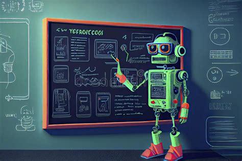 Bitcoin Cryptocurrency Digital Currency Concept Robot Professor Explains Stock Illustration