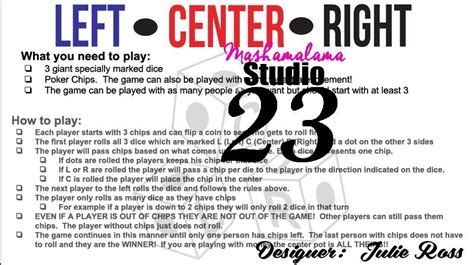 Rules Of Left Right Center Dice Game At Koby Rawling Blog