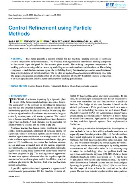 pdf control refinement using particle methods mohammad bilal malik
