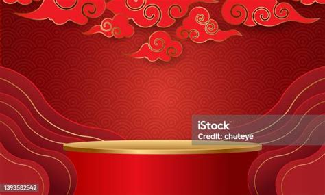 연단과 중국 새해 배경 랜턴에 대한 스톡 벡터 아트 및 기타 이미지 랜턴 3차원 형태 금 금속 Istock