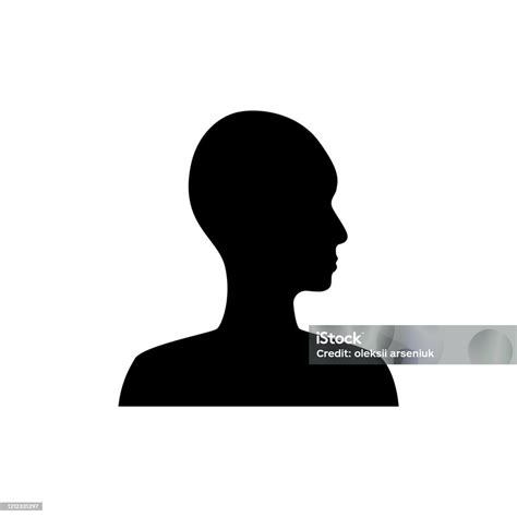 Siluet Tampilan Samping Kepala Netral Gender Botak Ilustrasi Stok