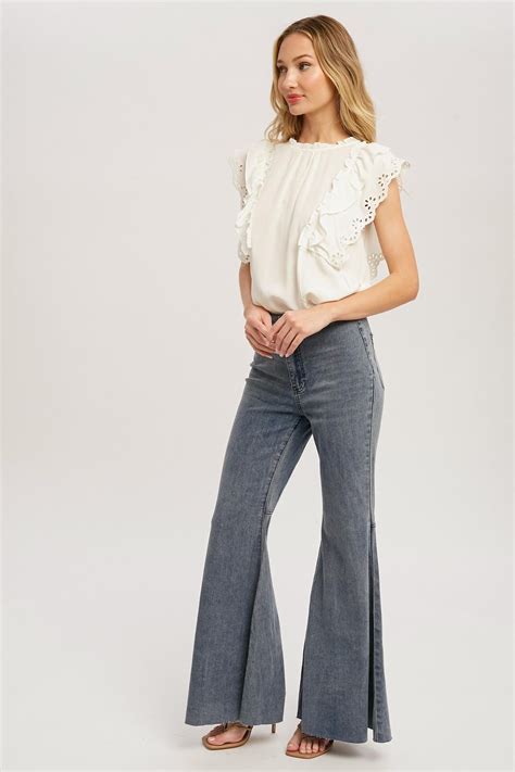 Ivory Ruffled Eyelet Lace Blouse Pinkblush