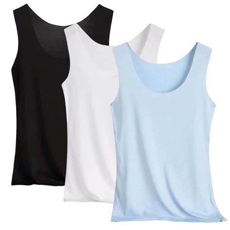 Ohufall Womens 3 Pack Sleep Tank Tops Plus Size Solid Color Sleeveless