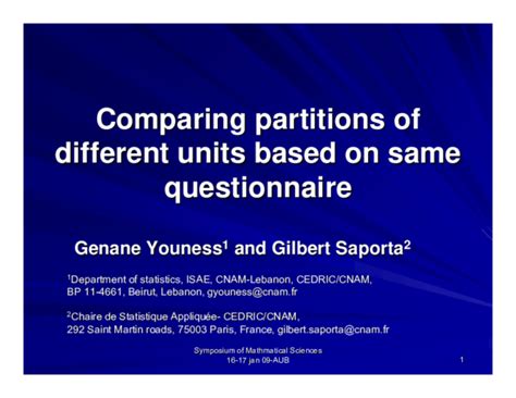 Pdf Comparing Partitions Of Different Units Based On Same Questionnaire