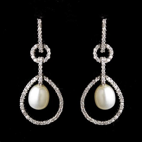 Elegant Pearl And Rhinestone Bridal Earrings Elegant Bridal Hair