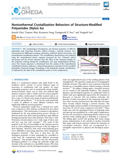 Pdf Nonisothermal Crystallization Behaviors Of Structure Modified Polyamides Nylon 6s