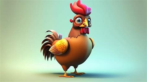 Premium Ai Image Cute Cartoon Rooster Character 3d