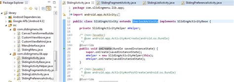 Android Sliding Menu Example Not Working Java Lang