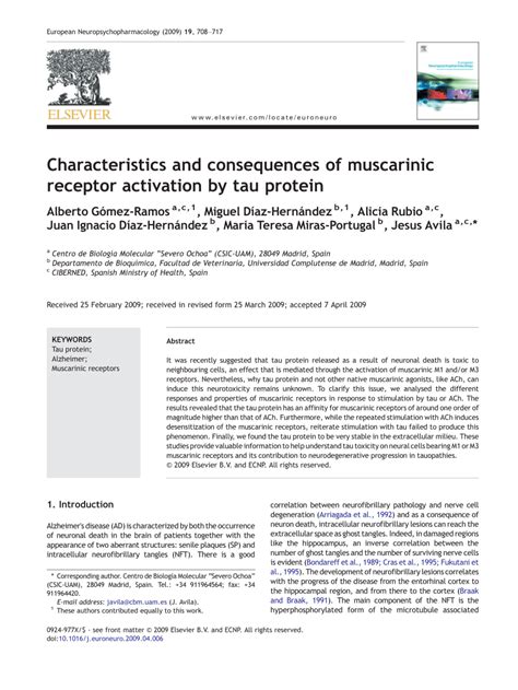 Pdf Characteristics And Consequences Of Muscarinic Receptor