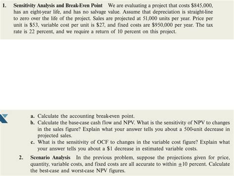 Solved 1 ﻿sensitivity Analysis And Break Even Point We Are