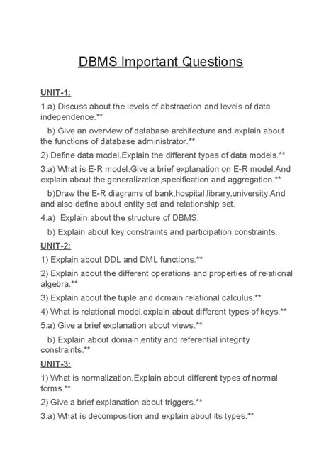 Dbms Important Questions Dbms Important Questions Unit 1 1 Discuss