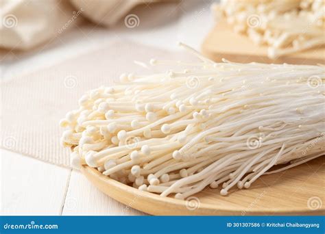 Fresh Golden Needle Mushroom Or Enoki Enokitake Flammulina Velutipes