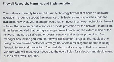 Firewall Research Planning And Implementation Your