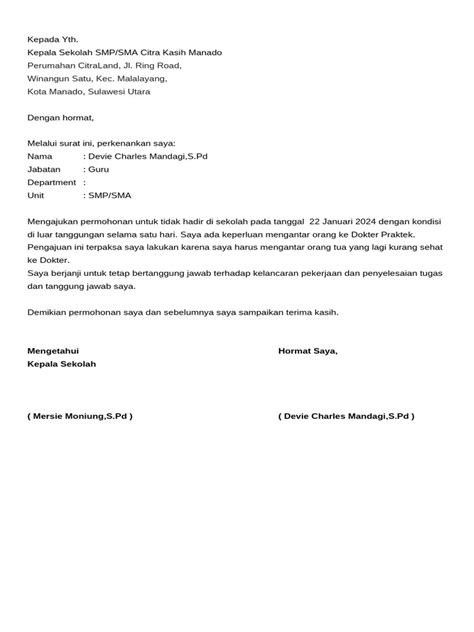 Devie Surat Lampiran Unpaid Leave Pdf