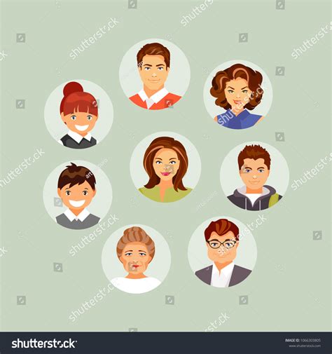 Set People Different Ages Face Avatar Stock Vector Royalty Free