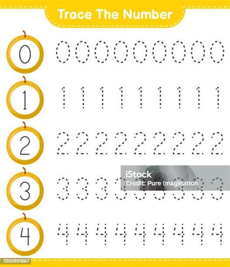 숫자를 추적합니다 허니 멜론으로 숫자를 추적 교육 어린이 게임 인쇄 워크 시트 벡터 일러스트레이션 0명에 대한 스톡 벡터 아트 및 기타 이미지 Istock
