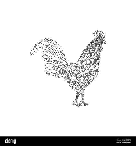 Continuous Curve One Line Drawing Of A Beautiful High Arched Rooster Tail Single Line Editable