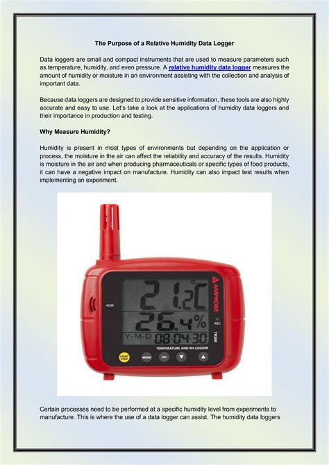 the purpose of a relative humidity data logger by alpha controls issuu