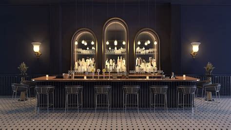 Premium Photo Modern Classic Style Bar Counter With Chairs