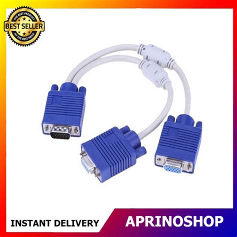 Promo Kabel VGA Splitter To 2 Port VGA Female Cabang To 1 Male DB15