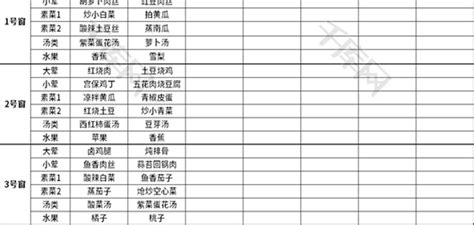 工厂食堂周菜谱excel模板 免费excel表格模板下载 千库网