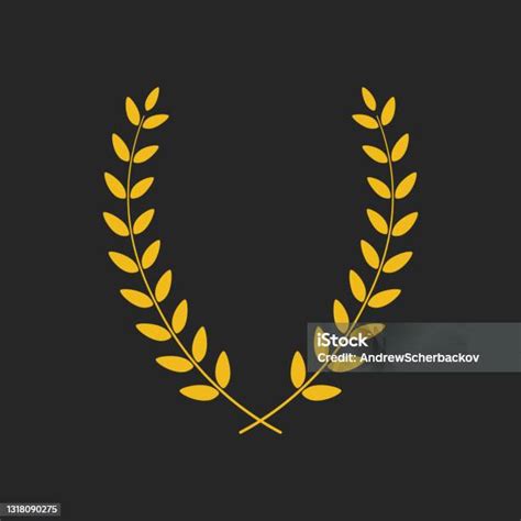 검은 색 배경에 고립 된 황금 월계수 화환 아이콘 벡터 그림입니다 Championship에 대한 스톡 벡터 아트 및 기타 이미지 Championship 검은색 경쟁