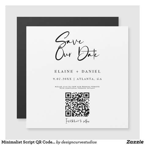 Minimalist Script Qr Code Save The Date Magnet Zazzle Save The Date