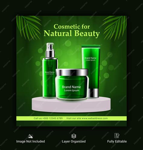 화장품 미용 제품 및 메이크업 소셜 미디어 게시물 및 할인 판매 배너 디자인 템플릿 프리미엄 벡터