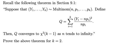 solved recall the following theorem in section 9 1 “suppose