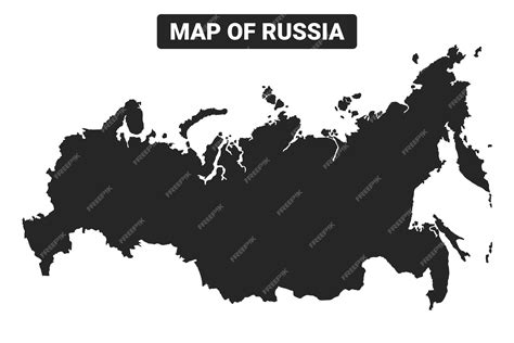 Простая Россия Черная карта плоская векторная иллюстрация Премиум вектор