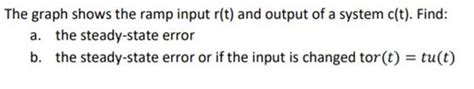 solved the graph shows the ramp input r t and output of a system c