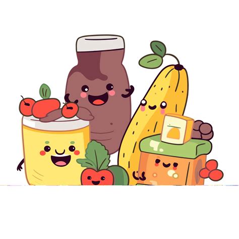 Clipart Nutrisi Vektor Dalam Gaya Kartun Estetika Kawaii Nutrisi