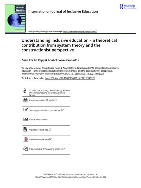 Understanding Inclusive Education A Theoretical Contribution From System Theory And The